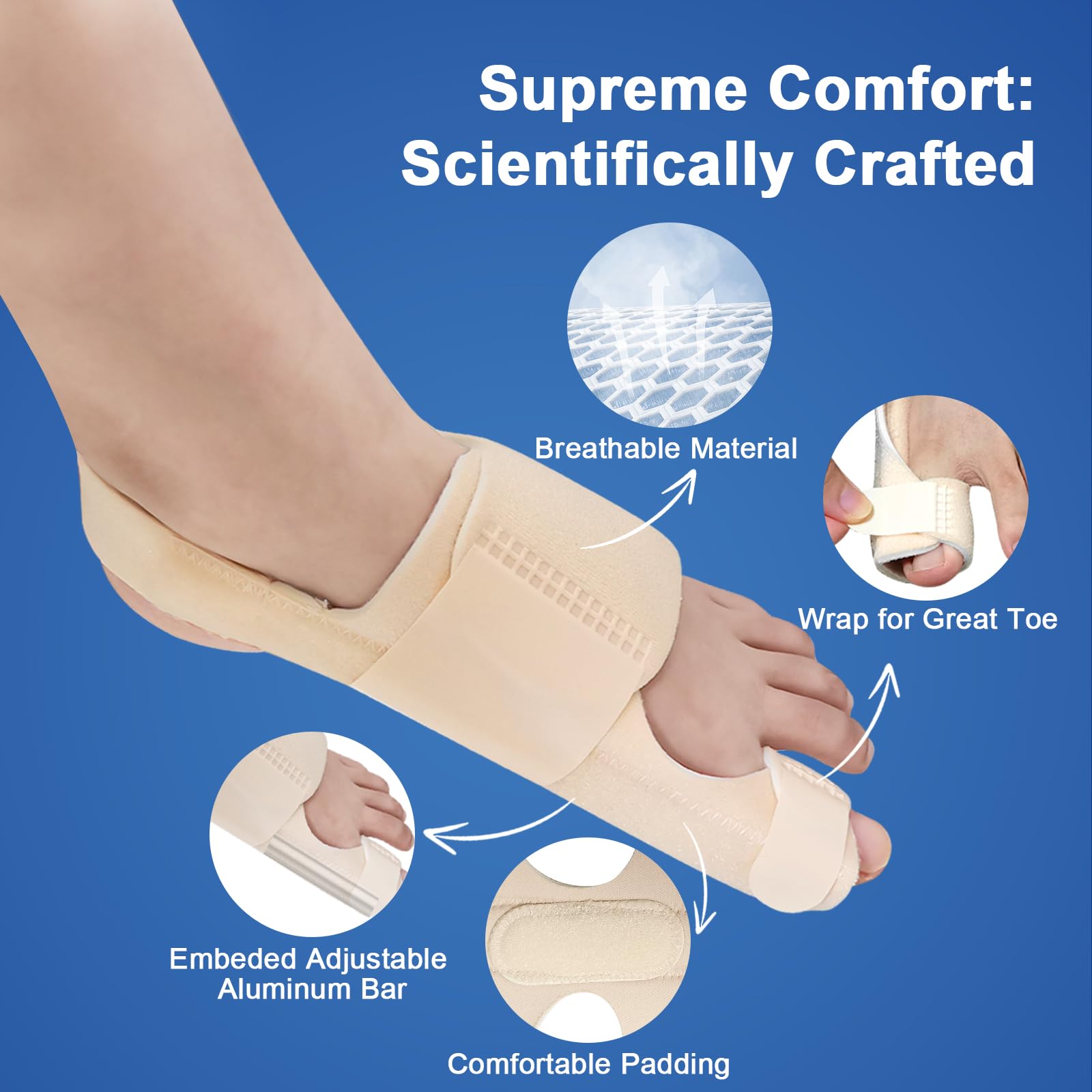 Bunion Corrector for Women Big Toe, Bunion Relief, 8pcs Toe Separators for Overlapping Toes Women, Toe Spacers For Feet Men, Bunion Splint w Pad, Hallux Valgus Toe Straighteners,Fix Bunions No Surgery