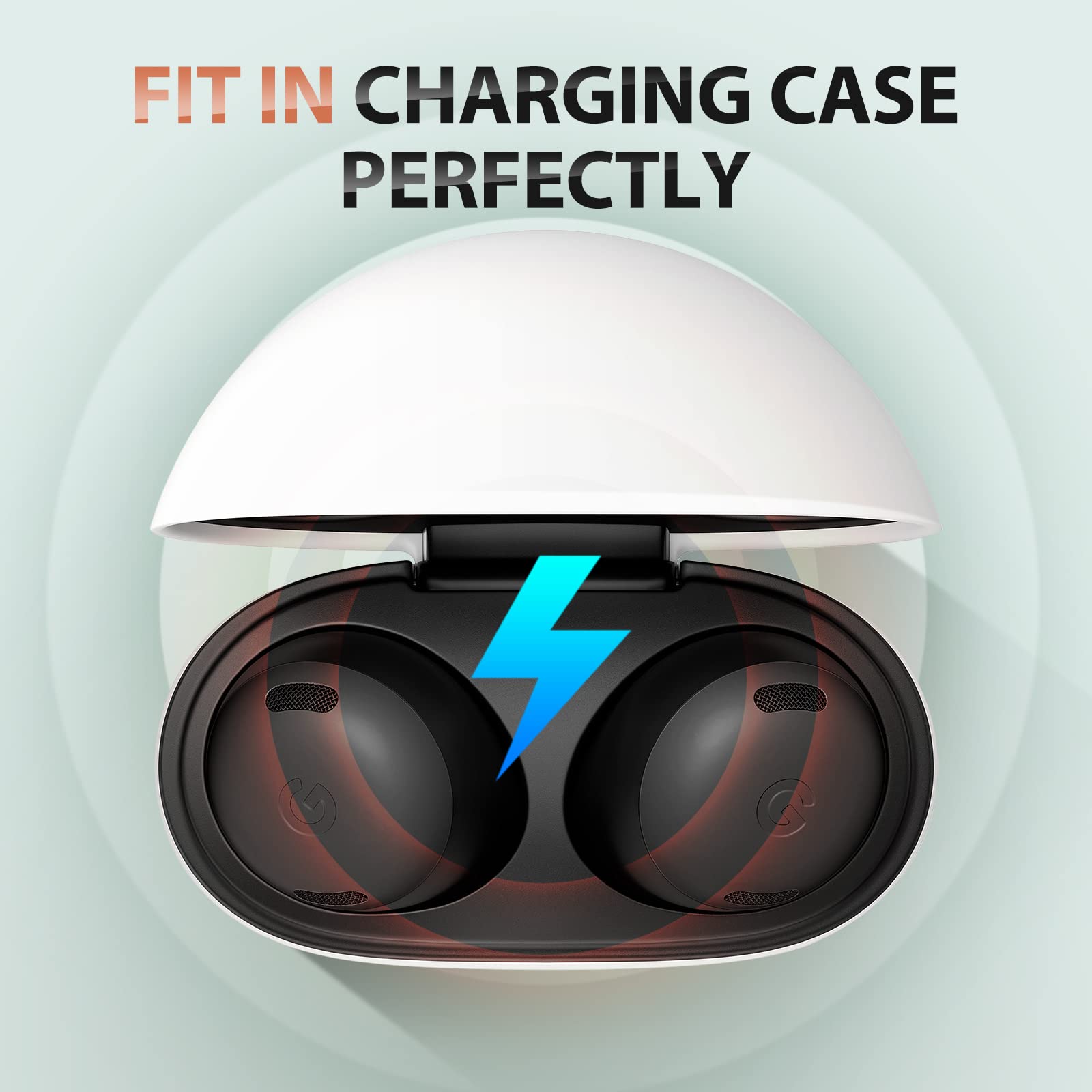 Memory Foam Tips for Google Pixel Buds Pro, Anti-Slip Replacement Ear Tips for Google True Wireless Earphones,Fit in The Charging Case, Perfect Noise Cancellation, 3 Pairs (Mixed Sizes, Black)