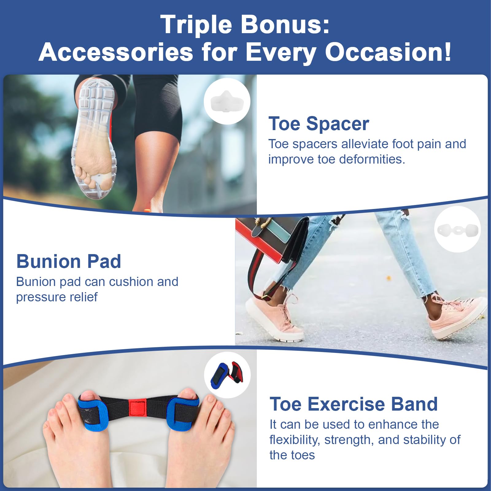 Bunion Corrector for Women Big Toe, Bunion Relief, 8pcs Toe Separators for Overlapping Toes Women, Toe Spacers For Feet Men, Bunion Splint w Pad, Hallux Valgus Toe Straighteners,Fix Bunions No Surgery
