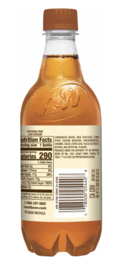 A&W Cream Soda Pop 20oz Bottles, Quantity of 24