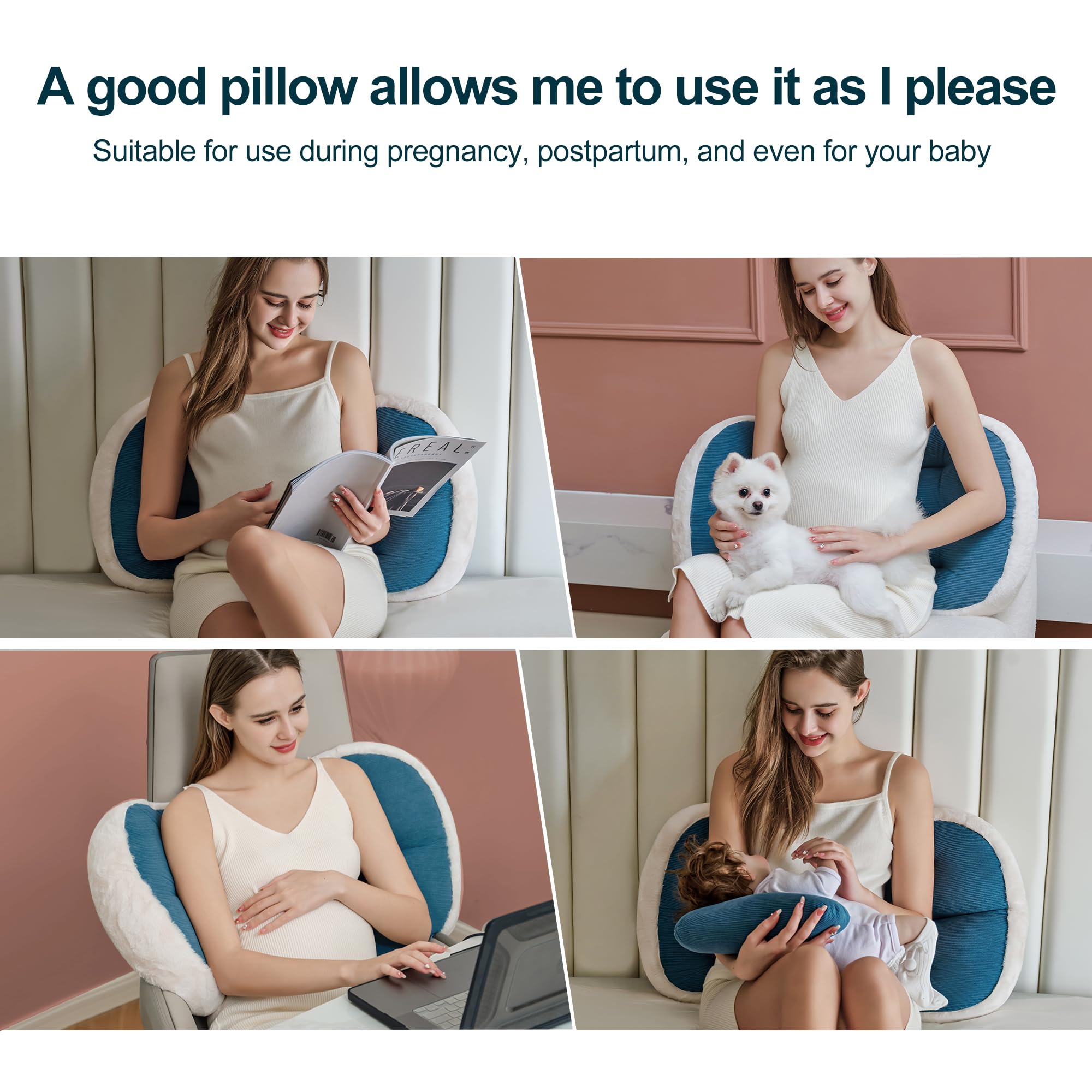 pobopobo Pregnancy Pillows for Sleeping, Faux Fur Luxury Maternity Pillow Support for Pregnant Women, Pregnancy Must Haves, Side Sleeper Pillows for Adults (Grey)