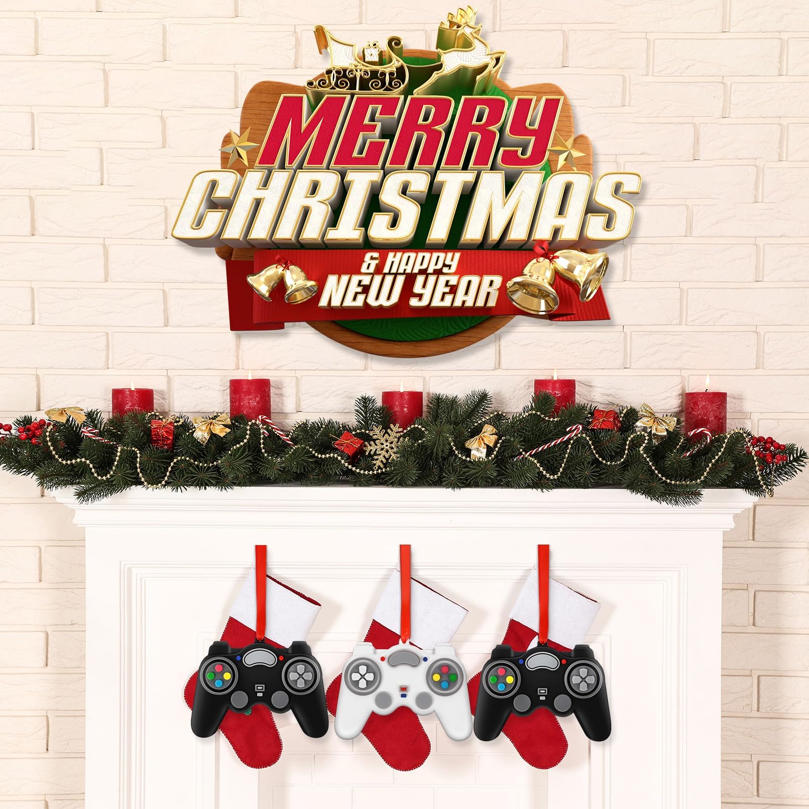 2024 Video Game Christmas Ornaments Personalized Video Game Controller Ornament for Gamer Lovers Customized Handwritten Christmas Tree Hanging Ornament Gifts Reusable PVC Rubber First Keepsake 2PC