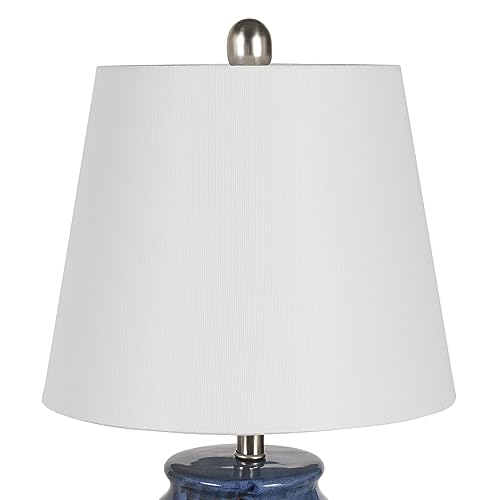 Nourison 18" Blue Coastal Starfish Engraved Ceramic Beachy Table Lamp for Bedroom, Living Room