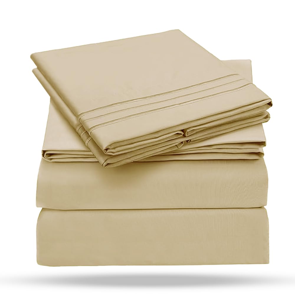 Leluxe Home Twin Sheets Set of 3-100% Microfiber Twin Size Sheets with Extra Soft and Wrinkle Free Sheet Set with Deep Pockets
