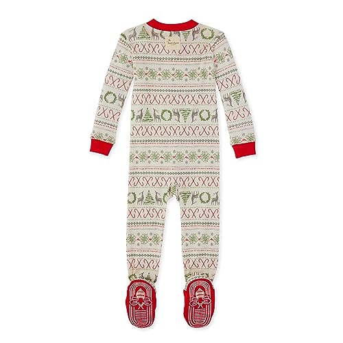 Burt's Bees Baby Baby Girls Pajamas, Zip Front Non-Slip Footed Sleeper Pjs, 100% Organic Cotton, My Deerest Fair Isle, 18 Months