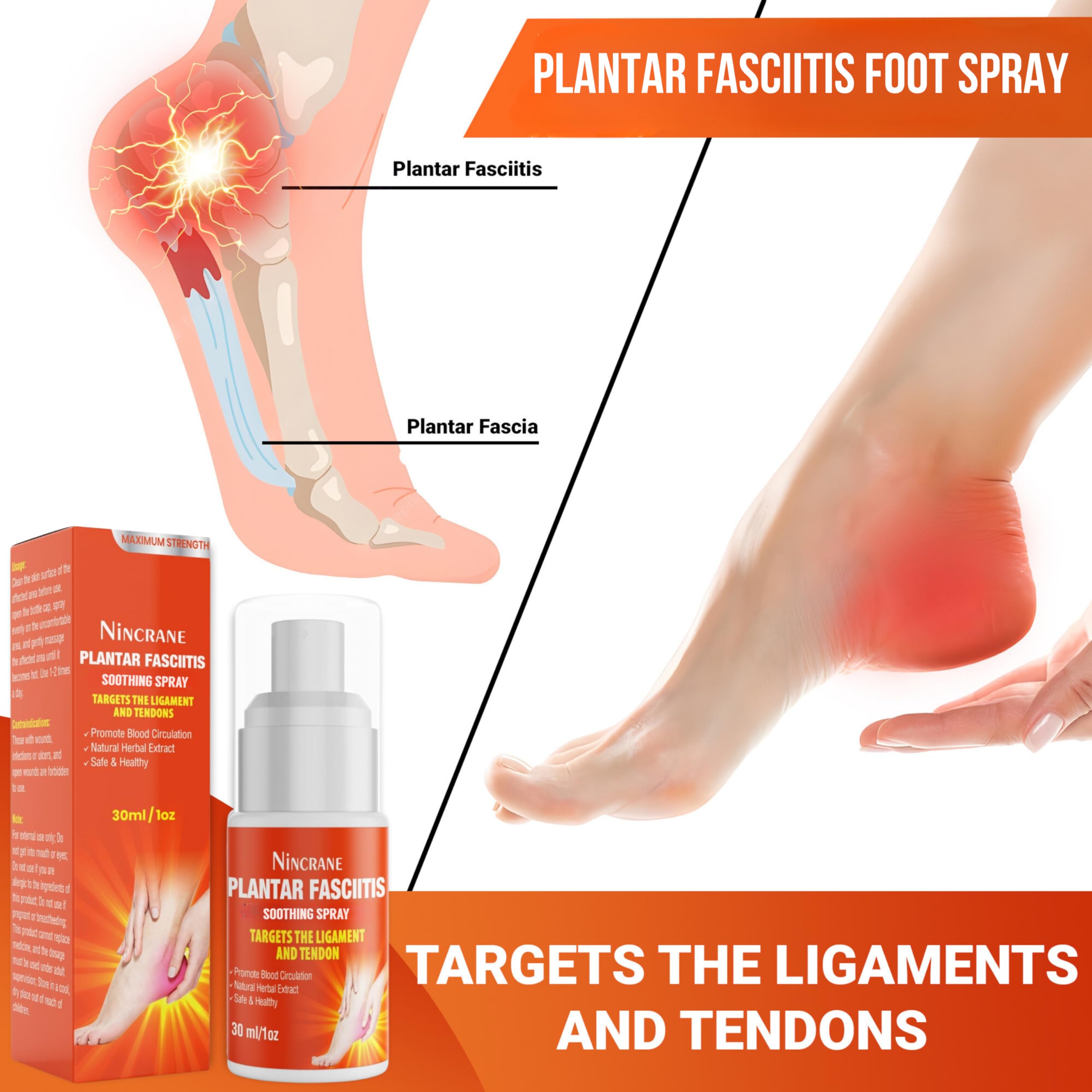 Plantar Fasciitis Foot and Heel Comfort with Maximum Strength, Fast and Effective for Plantar Fasciitis Spray with Natural Herbal Concentrate Formula