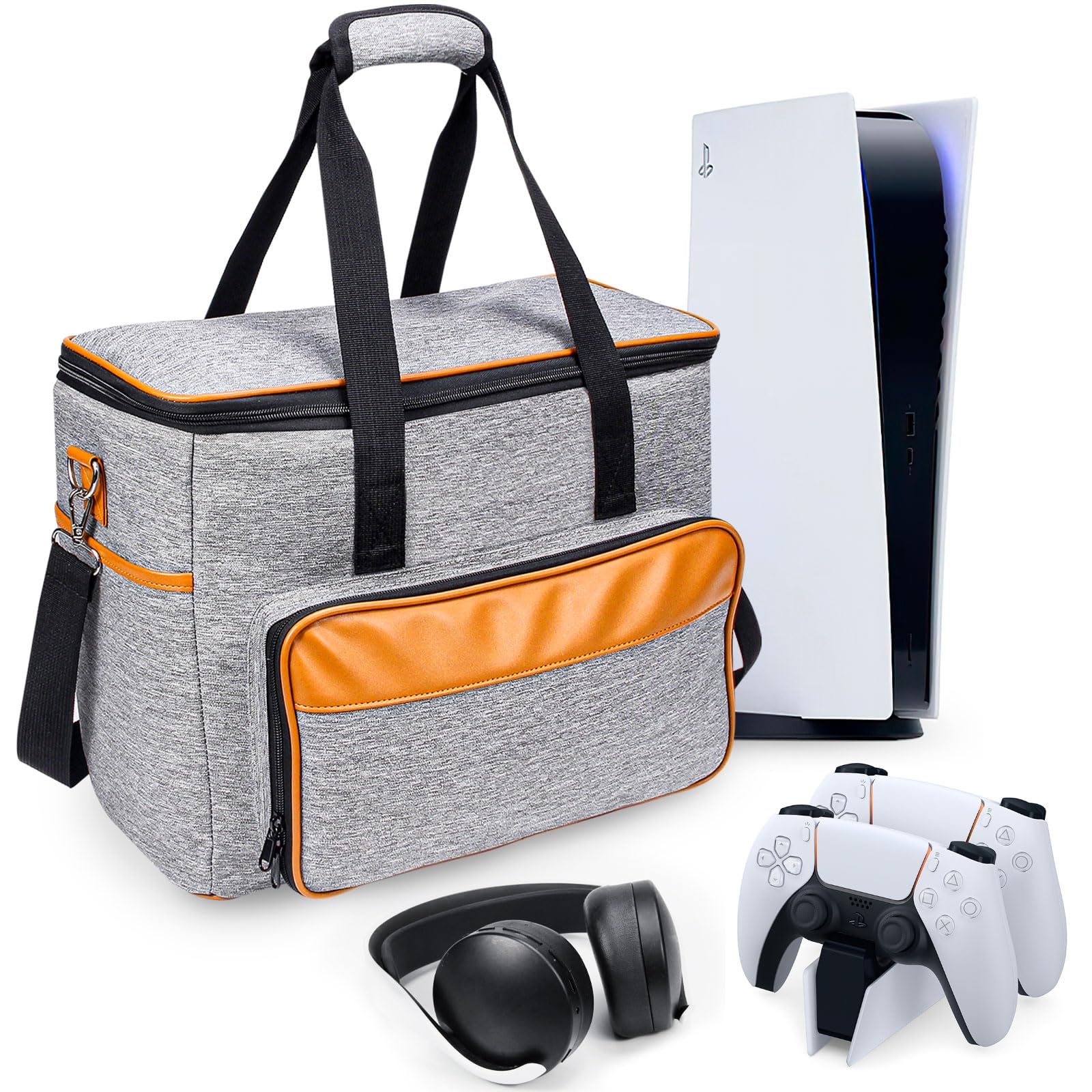FPVtosky Carrying Case for PS5/ PS5 Slim, Large Travel Bag for Playstation 5, Protective Storage Carry Case Compatible with Playstation 5 Console Accessories