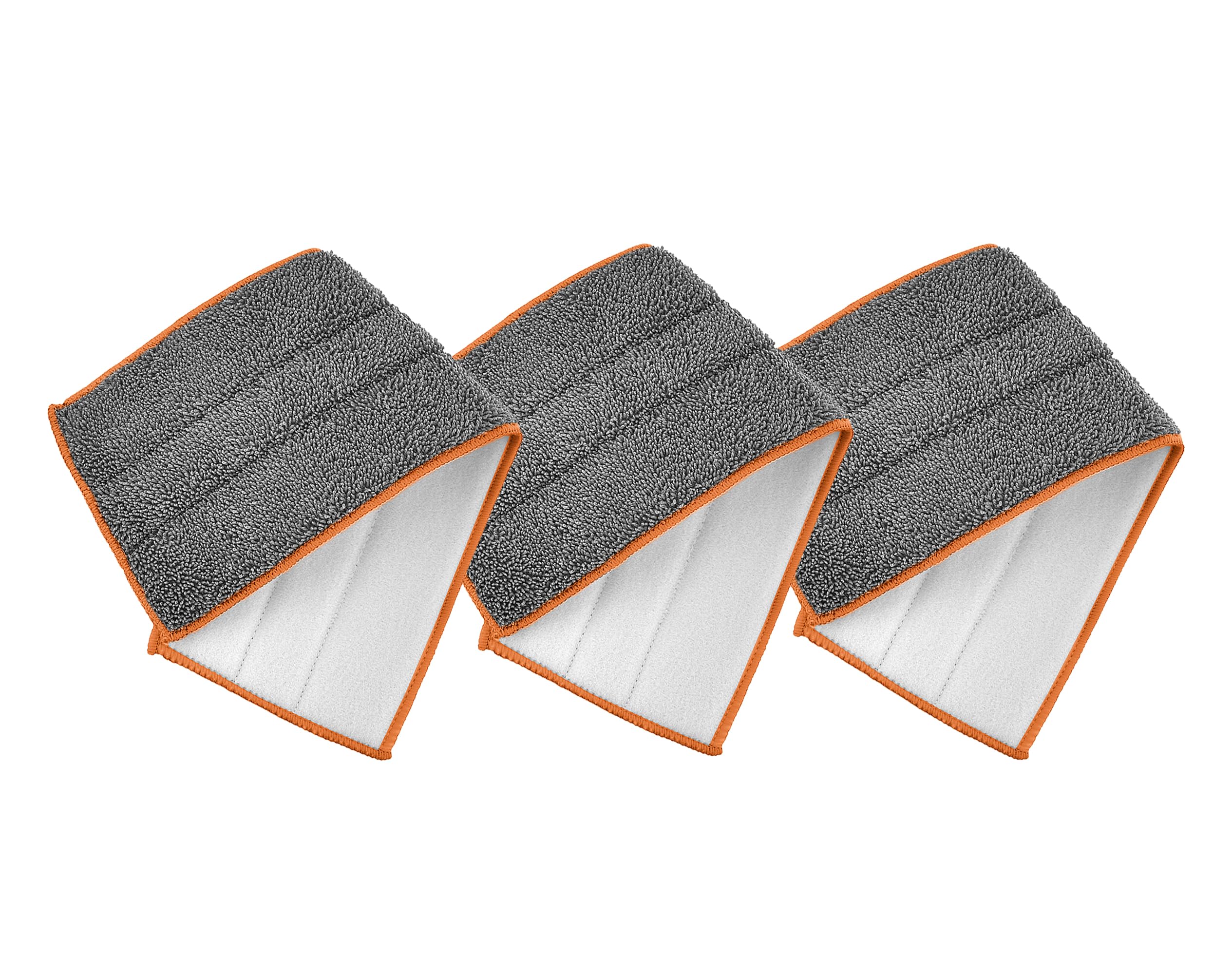 Superio Microfiber Mop Pads, Refill Miracle Mop, Microfiber Mop Replacement Head with Velcro, 16 Inch Mop Refill for Flat, Spray Mop Set -3 Pack- Grey