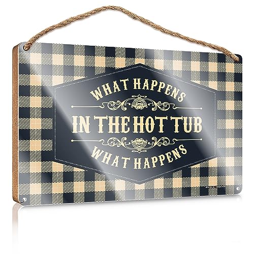 Spring Signs For Home Decor What Happens In The Hot Tub Stays In The Hot Tub Wooden Sign Home Sweet Home Signs Wall Decor Winter Door Sign (Color : Colour, Size : 15X28CM)