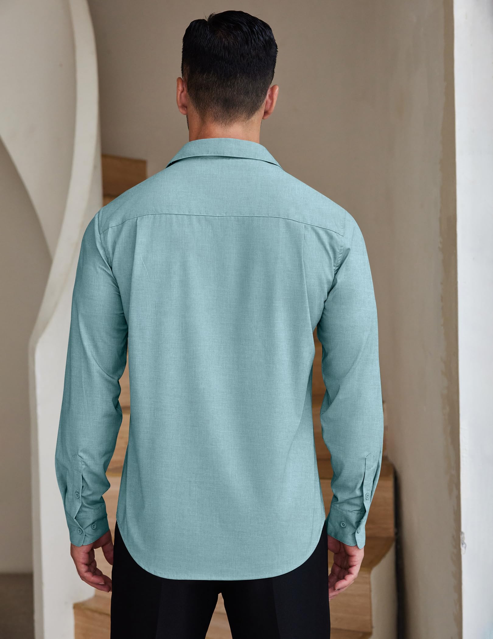 COOFANDY Mens Dress Shirts Wrinkle Free Long Sleeve Button Down Shirts Formal Business Shirt Light Green