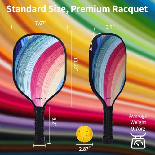 Pickleball Paddles Set of 4, Pickleball Rackets Honeycomb Core Pickleball Set Includes 4 Pickleball Paddles+4 Pickleball Balls+1 Bag (Wood)