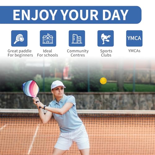 Pickleball Paddles Set of 4, Pickleball Rackets Honeycomb Core Pickleball Set Includes 4 Pickleball Paddles+4 Pickleball Balls+1 Bag (Wood)