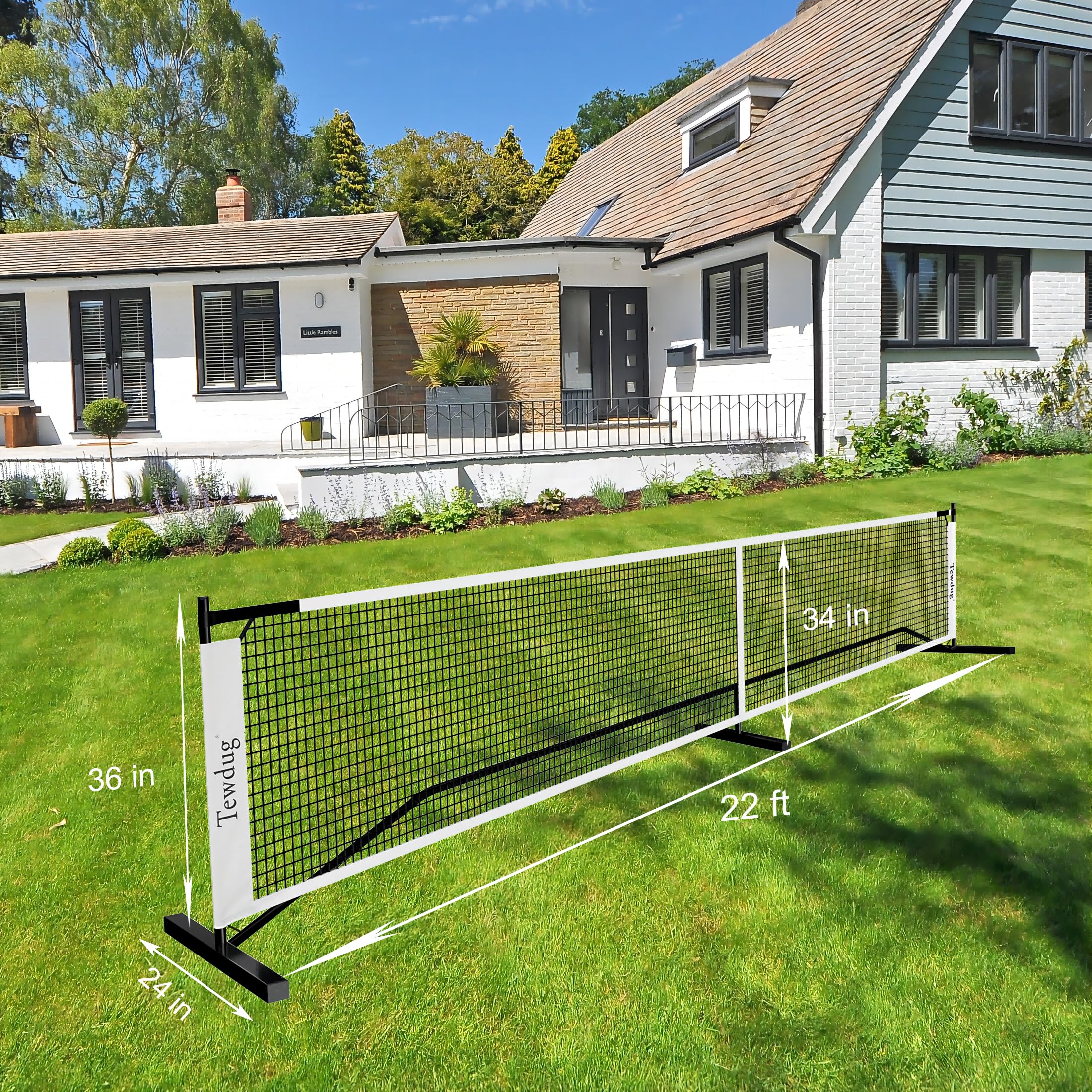 Portable Pickleball Net, 22ft Regulation Size, Sturdy Metal Frame, Tear-Resistant Net, Ideal for Backyards, Driveways, and Garages