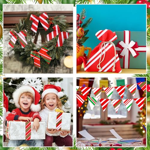 Ganeen 100 Pcs Christmas Fabric Patchwork Roll Quilting Fabric Roll up Fabric Quilting Strips, 2.55 Inch Candy Elements Roll up Fabric Patchwork Fabric for Xmas Sewing DIY Crafts