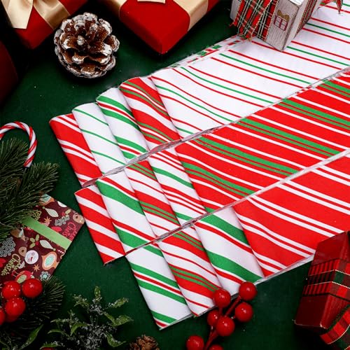 Ganeen 100 Pcs Christmas Fabric Patchwork Roll Quilting Fabric Roll up Fabric Quilting Strips, 2.55 Inch Candy Elements Roll up Fabric Patchwork Fabric for Xmas Sewing DIY Crafts