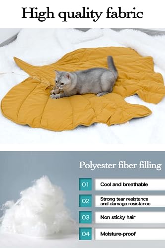 TOPTREE Dog Blanket Decor 3D Leaves Shaped Pet Blanket Cushion Household Dog Bed Cat Bed Pet Blanket Warm Soft Plush Blankets for Dog Blankets and Cat Blanket, Couch, Sofa (50"x45",Yellow)