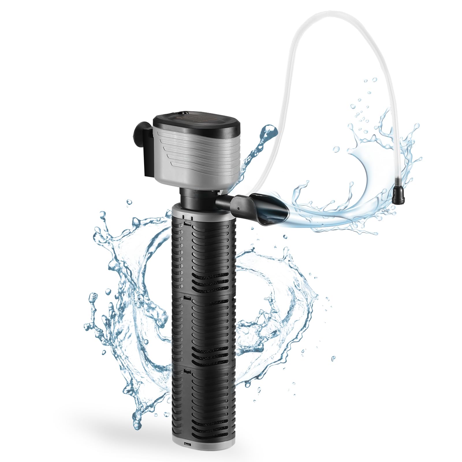 SainSmart XpertMatic 45W Aquarium Filter, Submersible Fish Tank Filter Water Pump for Up to 220 Gallon Fish Tank, 3 Stages 792 GPH Biochemical Sponge Filter, for Aquarium Filtration/Oxygenation