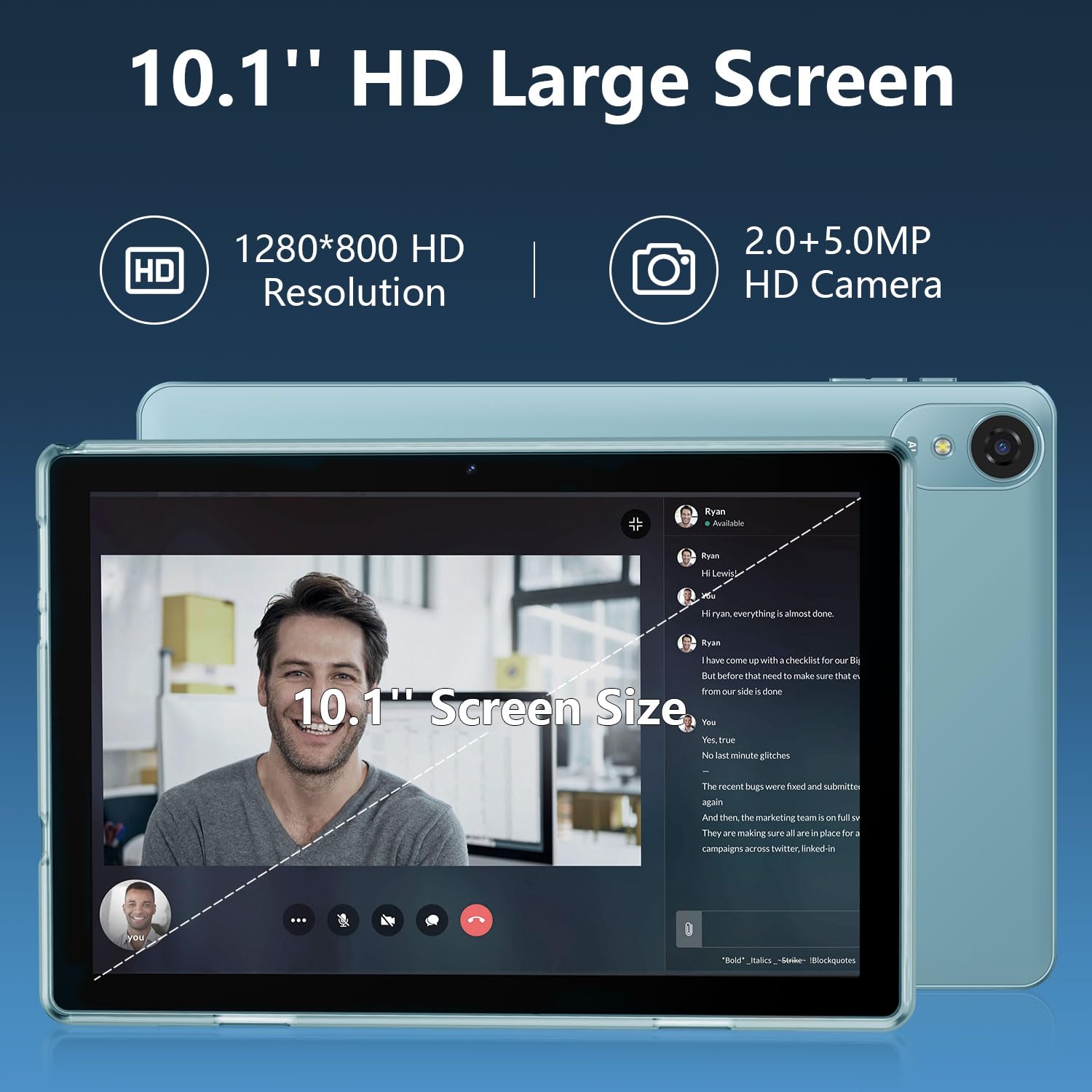 ECOPAD 2023 Android Tablet with Keyboard, Android 13 Tablet 8GB RAM 128GB ROM 1TB Expandable,10" Inch IPS 1280 * 800 Android Tablet with 2.4GHZ WiFi,BT 5.0 (Blue)