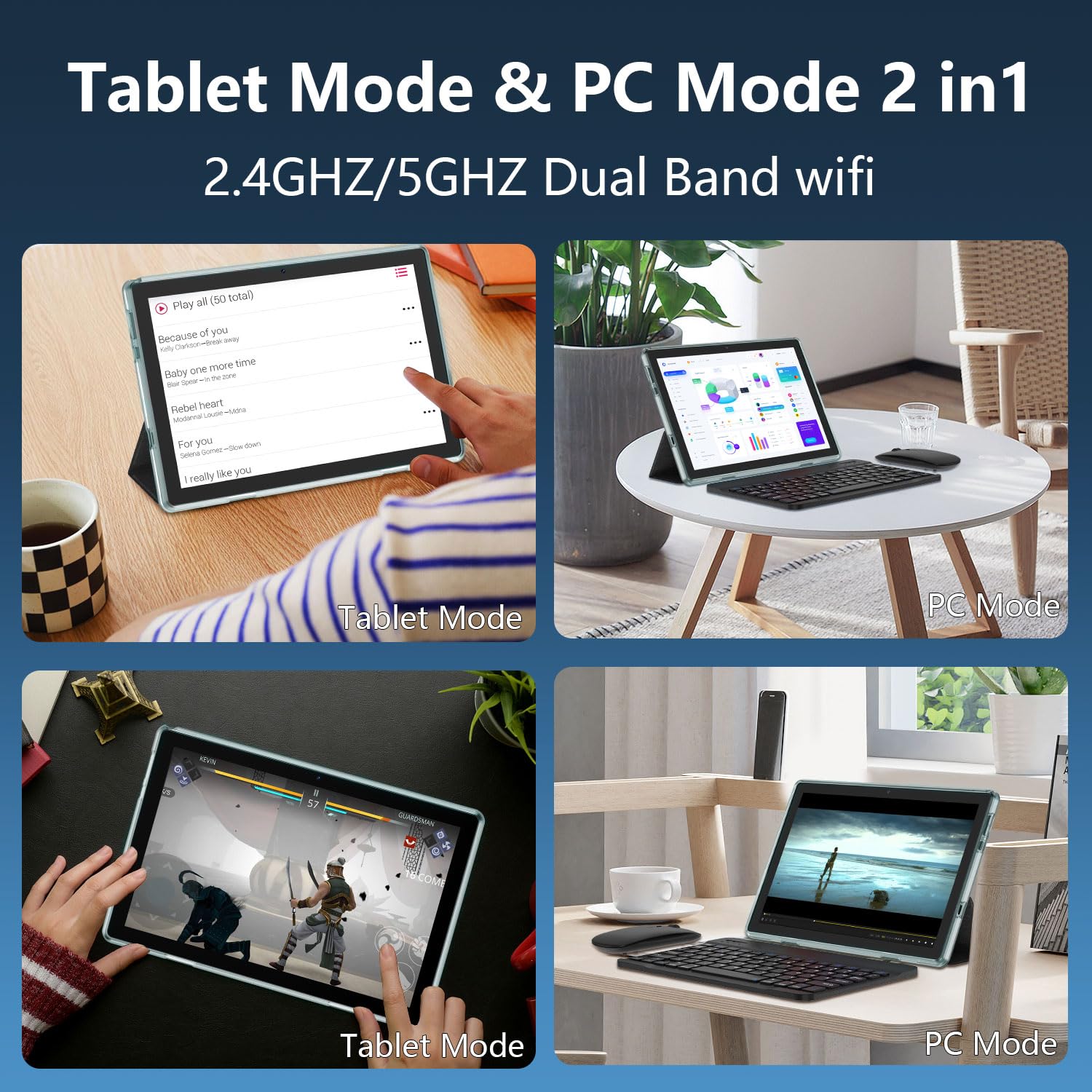 ECOPAD 2023 Android Tablet with Keyboard, Android 13 Tablet 8GB RAM 128GB ROM 1TB Expandable,10" Inch IPS 1280 * 800 Android Tablet with 2.4GHZ WiFi,BT 5.0 (Blue)