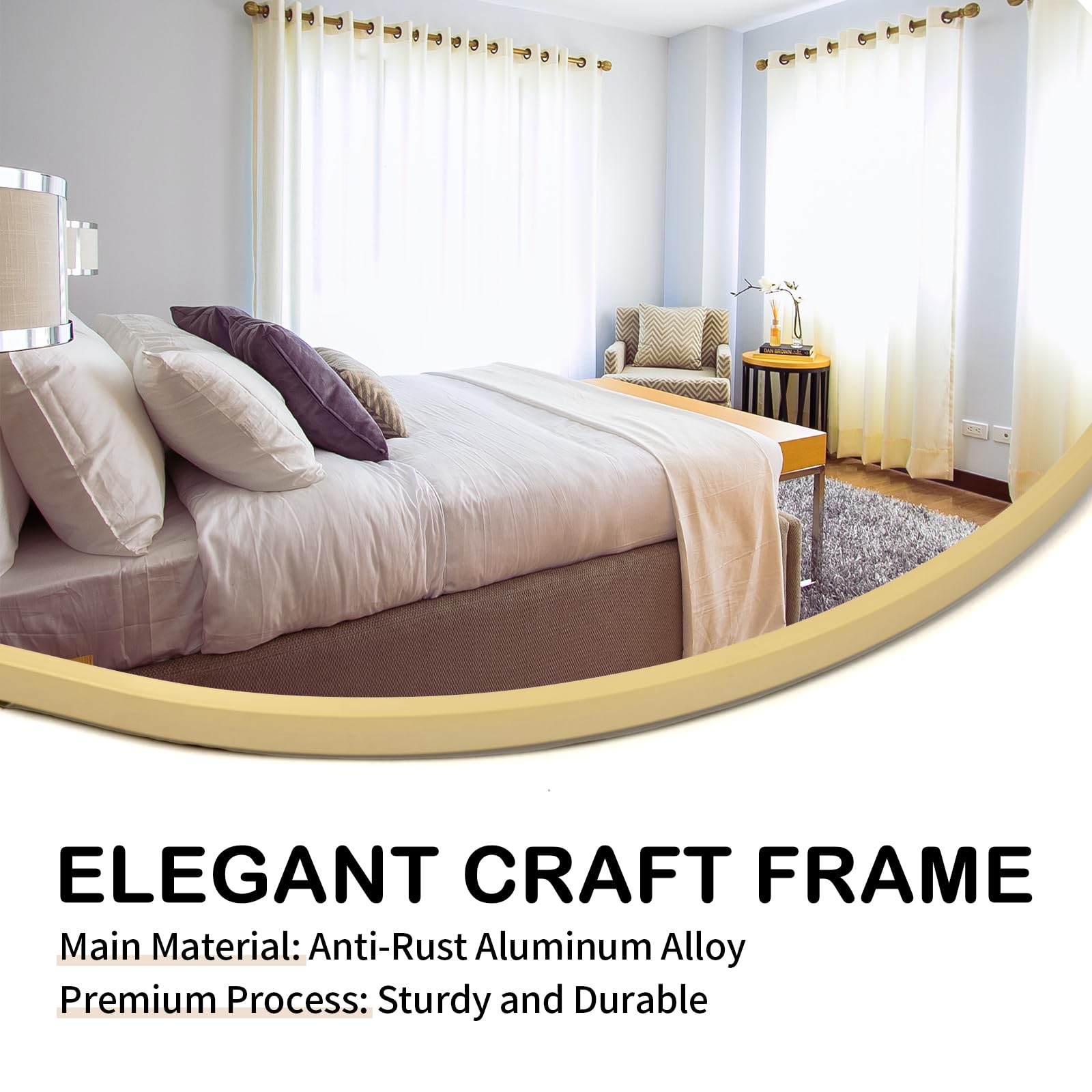 VVK Arched Full Length Free Standing Mirror, 64 * 21inch Large Full Body Mirror for Wall,Black/Gold Mirror Standing Mirror for Bedroom/Living Room,Gold