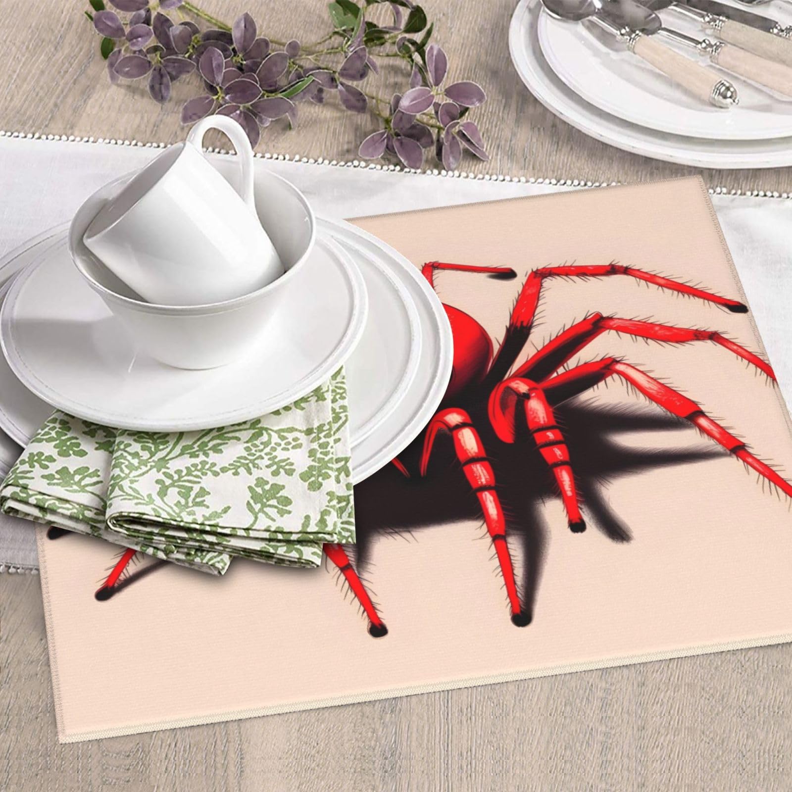 Cute Little Red Spider Washable Kitchen Countertop Drying Mat 16x18in For Halloween Christmas Housewarming Gift Dishes Drainer