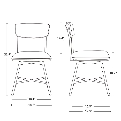 CHITA Swivel Modern Dining Chairs Set of 2,Fabric Dining Kitchen Chairs,Mid Century Upholstered Dining Chairs with Metal Legs,Cream in Fabric