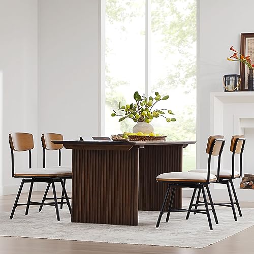CHITA Swivel Modern Dining Chairs Set of 2,Fabric Dining Kitchen Chairs,Mid Century Upholstered Dining Chairs with Metal Legs,Cream in Fabric