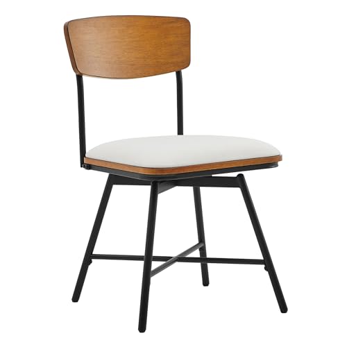 CHITA Swivel Modern Dining Chairs Set of 2,Fabric Dining Kitchen Chairs,Mid Century Upholstered Dining Chairs with Metal Legs,Cream in Fabric