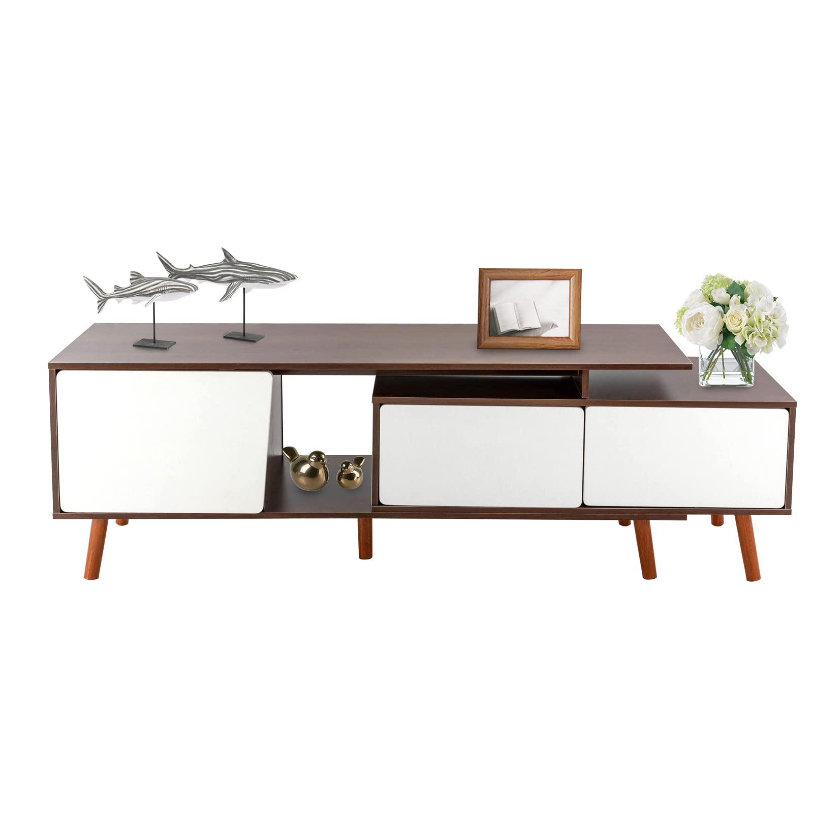 LYNICESHOP Modern TV Stand, TV Console Cabinet Lowline TV Cabinet Stand Entertainment Unit 47.2-78.7in Ajustable TV Media Cabinet TV Stand with Storage for Living Room