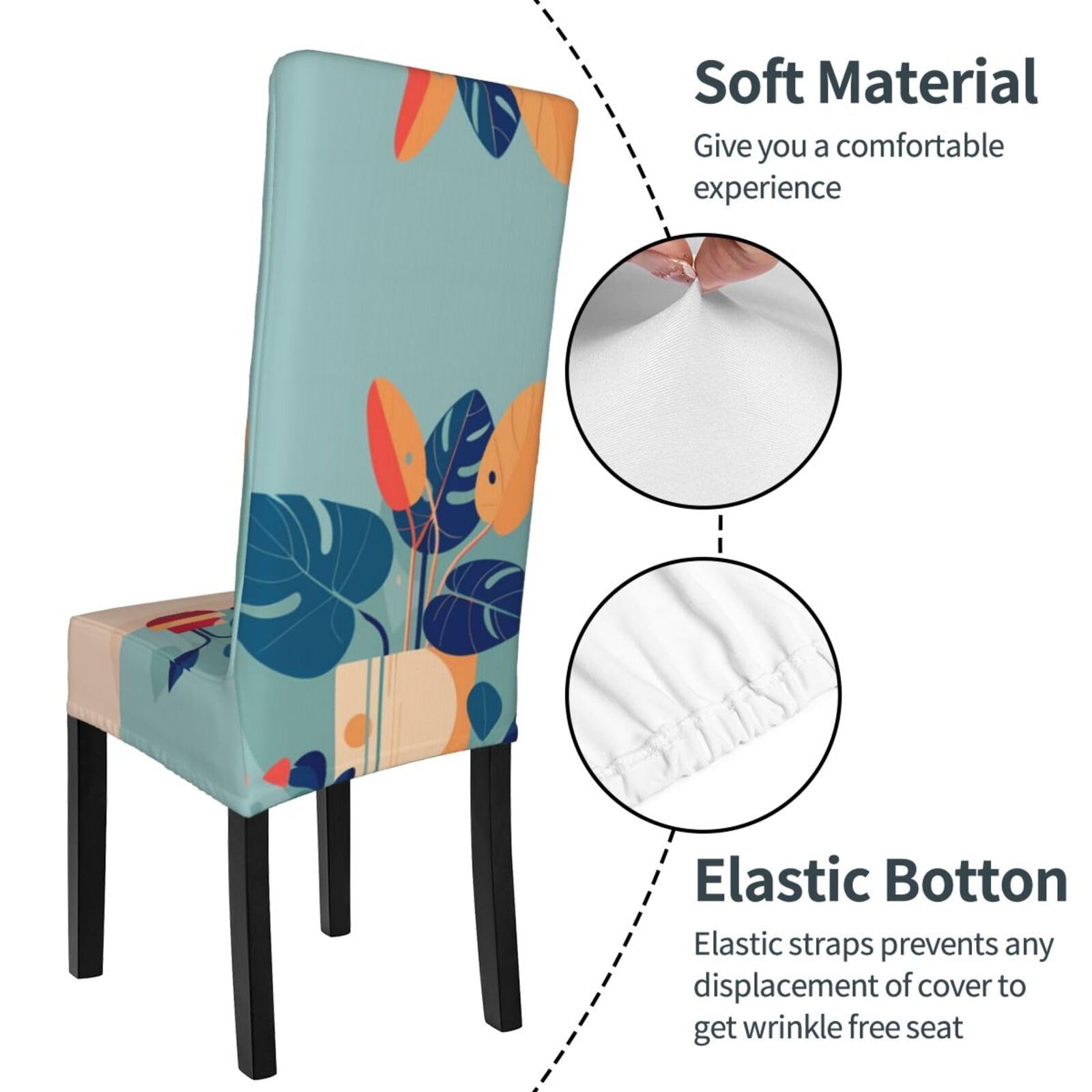 ZYVIA Protection Cover for Dining Chair Comfortable Elasticity Removable Chair Cover for Most Parson Chairs Sew-in for A Secure Fit Blue Orange Turtleback Bamboo