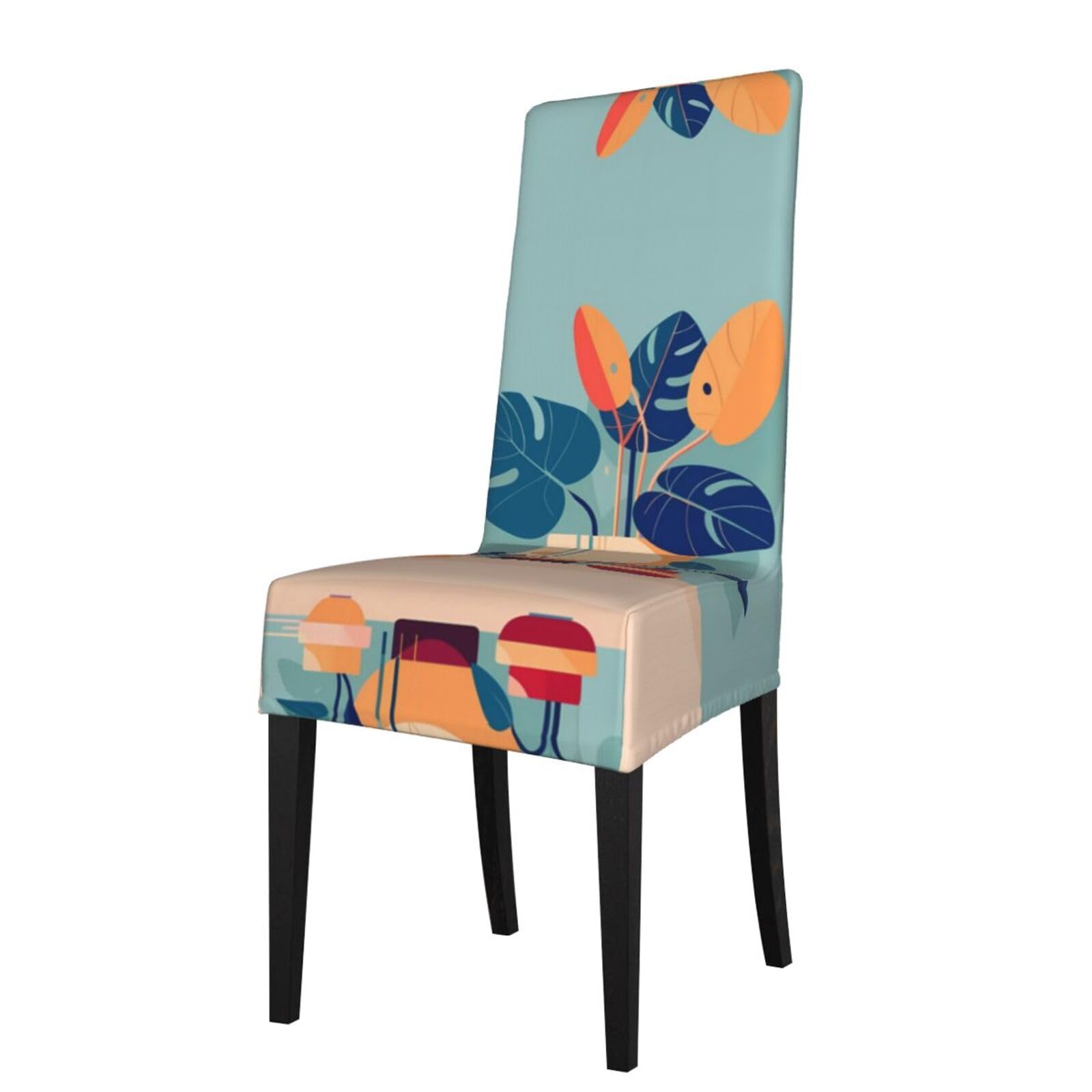 ZYVIA Protection Cover for Dining Chair Comfortable Elasticity Removable Chair Cover for Most Parson Chairs Sew-in for A Secure Fit Blue Orange Turtleback Bamboo