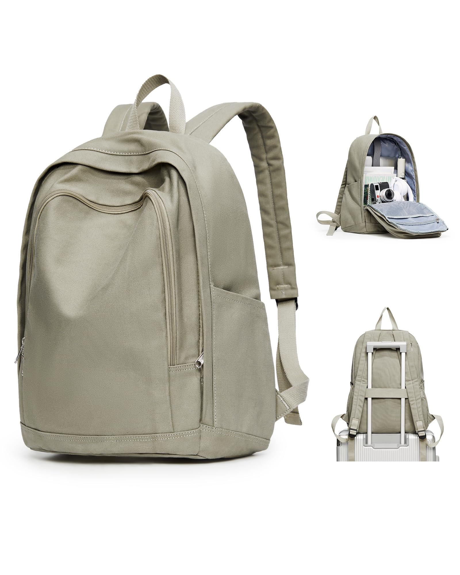 kibachev Green Canvas Backpack for Men Laptop Backpack College Backpack for Women Leisure Backpack Vintage Backpack