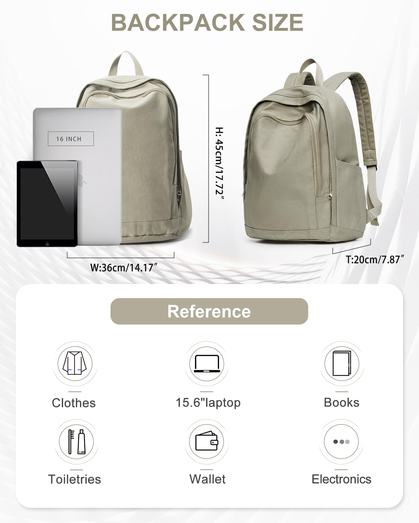 kibachev Green Canvas Backpack for Men Laptop Backpack College Backpack for Women Leisure Backpack Vintage Backpack