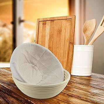 9 Inch Proofing Bread Basket Cloth, Reusable Breathable Liner Cotton Flax Banneton Proofing Bread, Round Cloth Baking supplies (9 inch) Bread Proofing Baskets