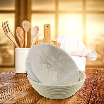 9 Inch Proofing Bread Basket Cloth, Reusable Breathable Liner Cotton Flax Banneton Proofing Bread, Round Cloth Baking supplies (9 inch) Bread Proofing Baskets