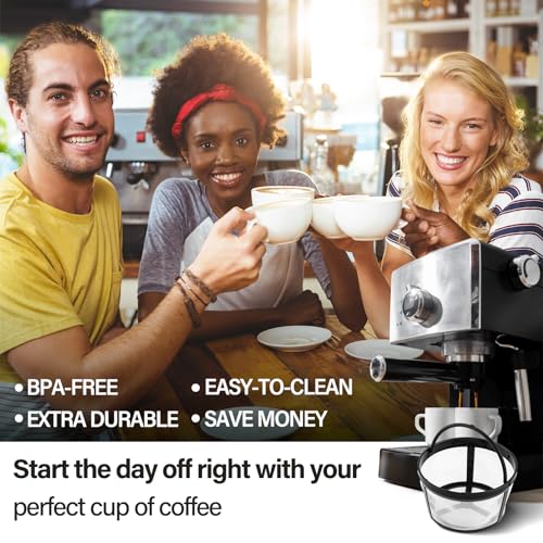 Prasacco Reusable Coffee Filters 4-8 Cup, Coffee Filter Basket Universal Coffee Filter Replacement Safety Nylon Mesh Reusable Coffee Filters for Mr. Coffee Makers and Brewers