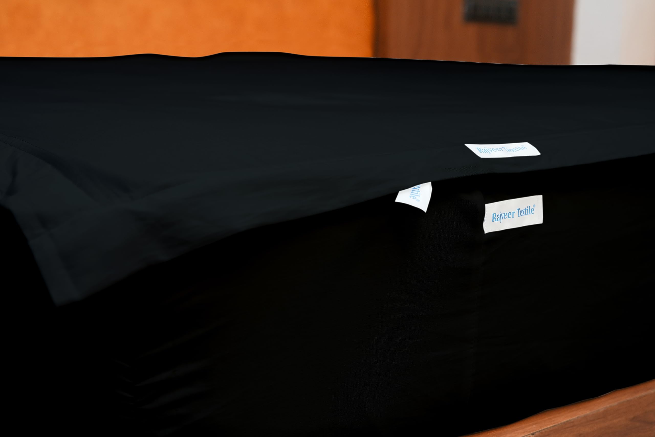 RAJVEER TEXTILE Zip On Fitted Sheet - Includes 1 Fitted Base + 2 Zip Sheet - Easy to Change, Won’t Pop Off Twin Sheet- 600 TC Cotton Fitted Sheet- 15” Deep Pocket Twin Size- Black