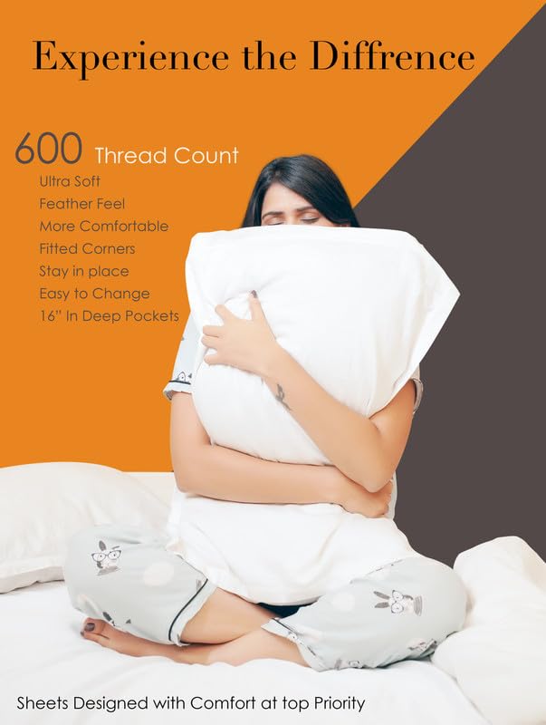 RAJVEER TEXTILE Zip On Fitted Sheet - Includes 1 Fitted Base + 2 Zip Sheet - Easy to Change, Won’t Pop Off Twin Sheet- 600 TC Cotton Fitted Sheet- 15” Deep Pocket Twin Size- Black
