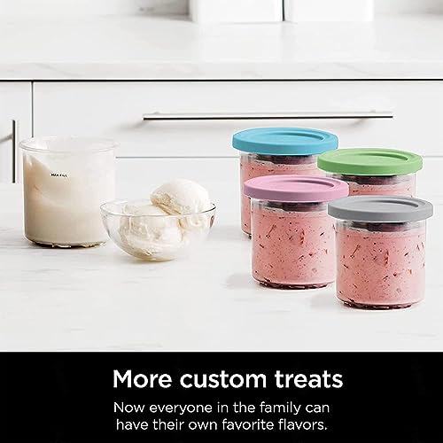 EVANEM 2/4/6PCS Creami Pints, for Ninja Creami Pints Lids,16 OZ Pint Storage Containers Safe and Leak Proof Compatible NC301 NC300 NC299AMZ Series Ice Cream Maker,Green-2PCS