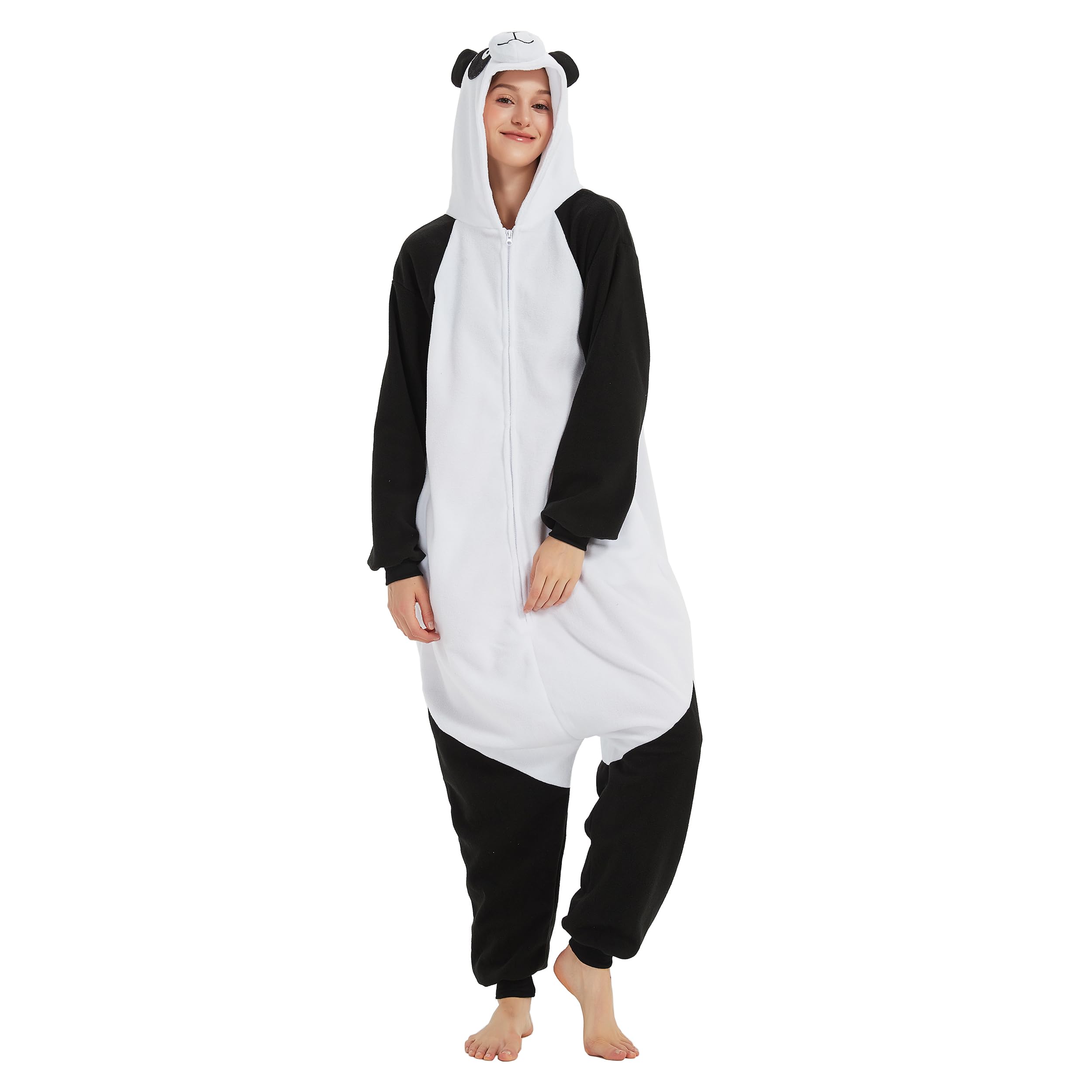 Mango2wind Panda Onesie Adult Panda Costume Woman Man Panda Onesies Pajama (US, Alpha, Medium, Regular, Regular, Panda-Zip)