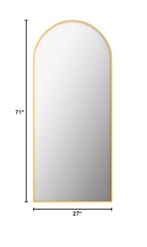 Antok Full Length Mirror, 71"x28" Arched Floor Mirror, Glassless Mirror Full Length with Stand, Floor Mirrors Freestanding, Wall Mounted Mirrors for Living Room, Gold