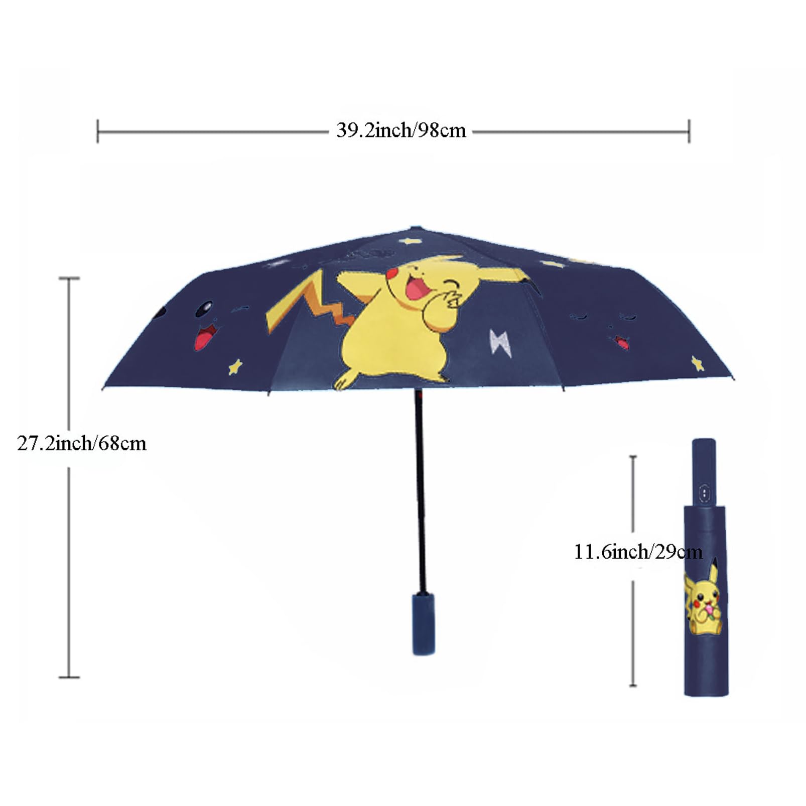 Rosavida Kids Folding Umbrella Automatic Open-close Cartoon UV Resistant Travel Umbrella Anti-rebound Design Compact Windproof Umbrella for Girls Boys- navy blue