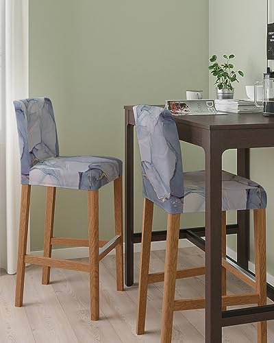 IDOWMAT Bar Stool Cover with Back - Stretch Washable Chair Covers Gold Gray Marble Abstract Ink Art Painting Chairs Slipcover for Kitchen Pub Dining Room Cafe, 4 Pack