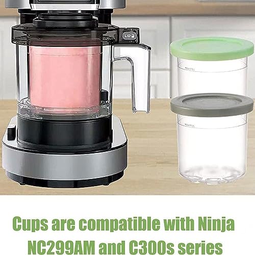 EVANEM 2/4/6PCS Creami Deluxe Pints, for Ninja Pints,16 OZ Ice Cream Container Airtight and Leaf-Proof Compatible NC301 NC300 NC299AMZ Series Ice Cream Maker,Gray+Blue-2PCS