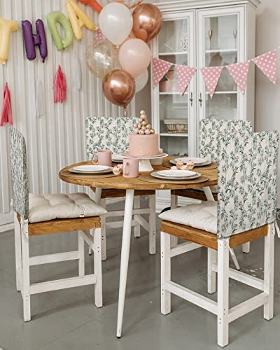 CosyBright Dining Room Chair Covers Back Slipcover Set of 4, Bamboo Spring Plant Stretch Chair Protector for Kitchen Hotel Restaurant Home Decor Removable Washable Chair Slipcover