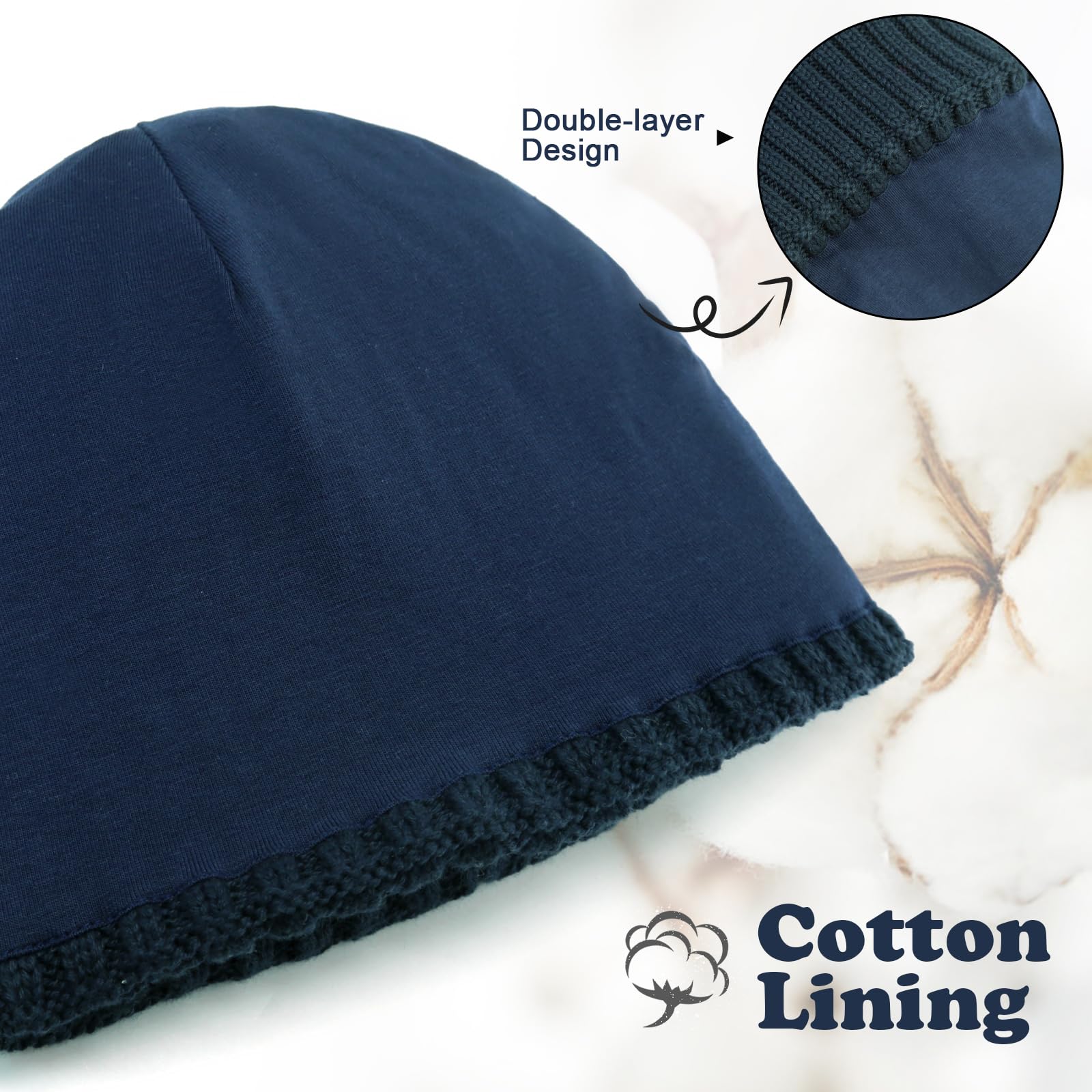 RUIKUNA Toddler Boy Winter Beanie Baby Knit Hat Warm Girl Beanies Newborn Cute Hats for Kids (3-8 Years, Navy)