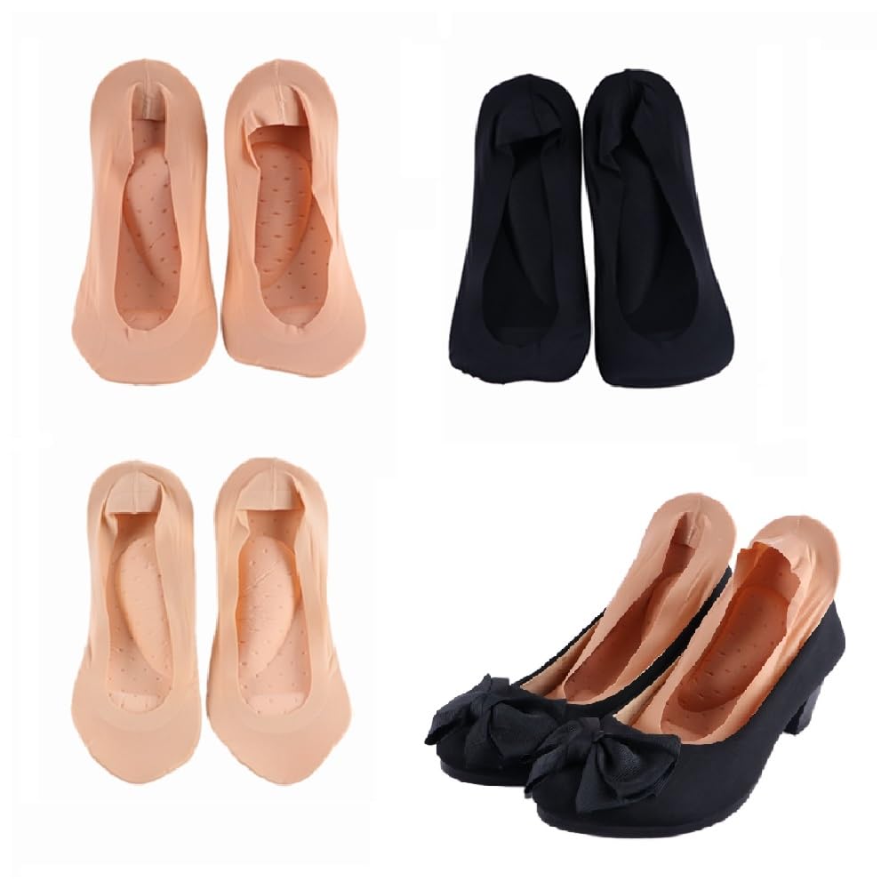 Vctitil 3 Pairs Women 3D Socks Ice Silk Invisible Socks with Gel Pad Arch Support Foot Massage Insole
