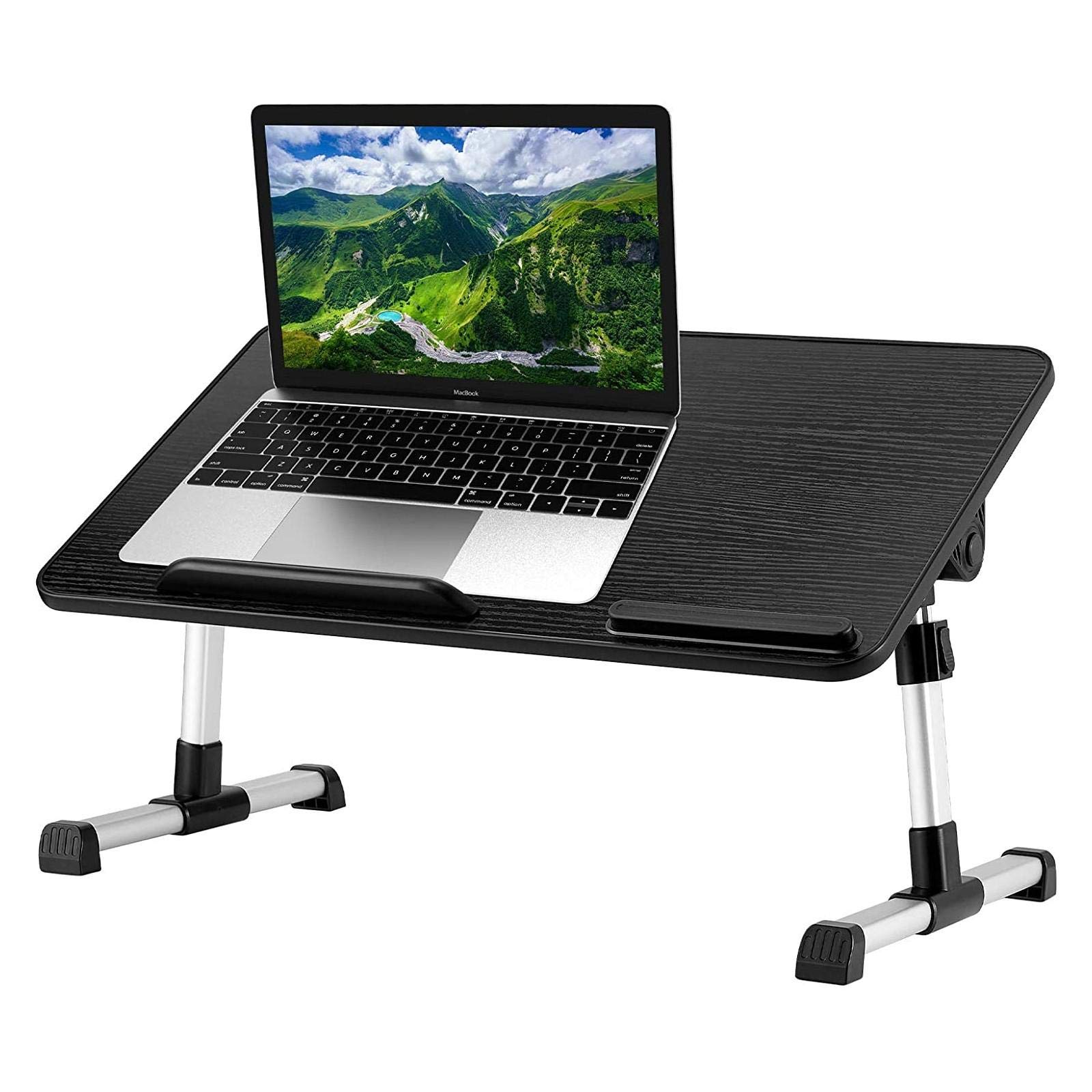 BoxWave Stand and Mount Compatible with Lenovo LOQ 16" Intel (RTX 4050) - True Wood Laptop Bed Tray Stand, Desk for Comfortable Work in Bed. - Jet Black