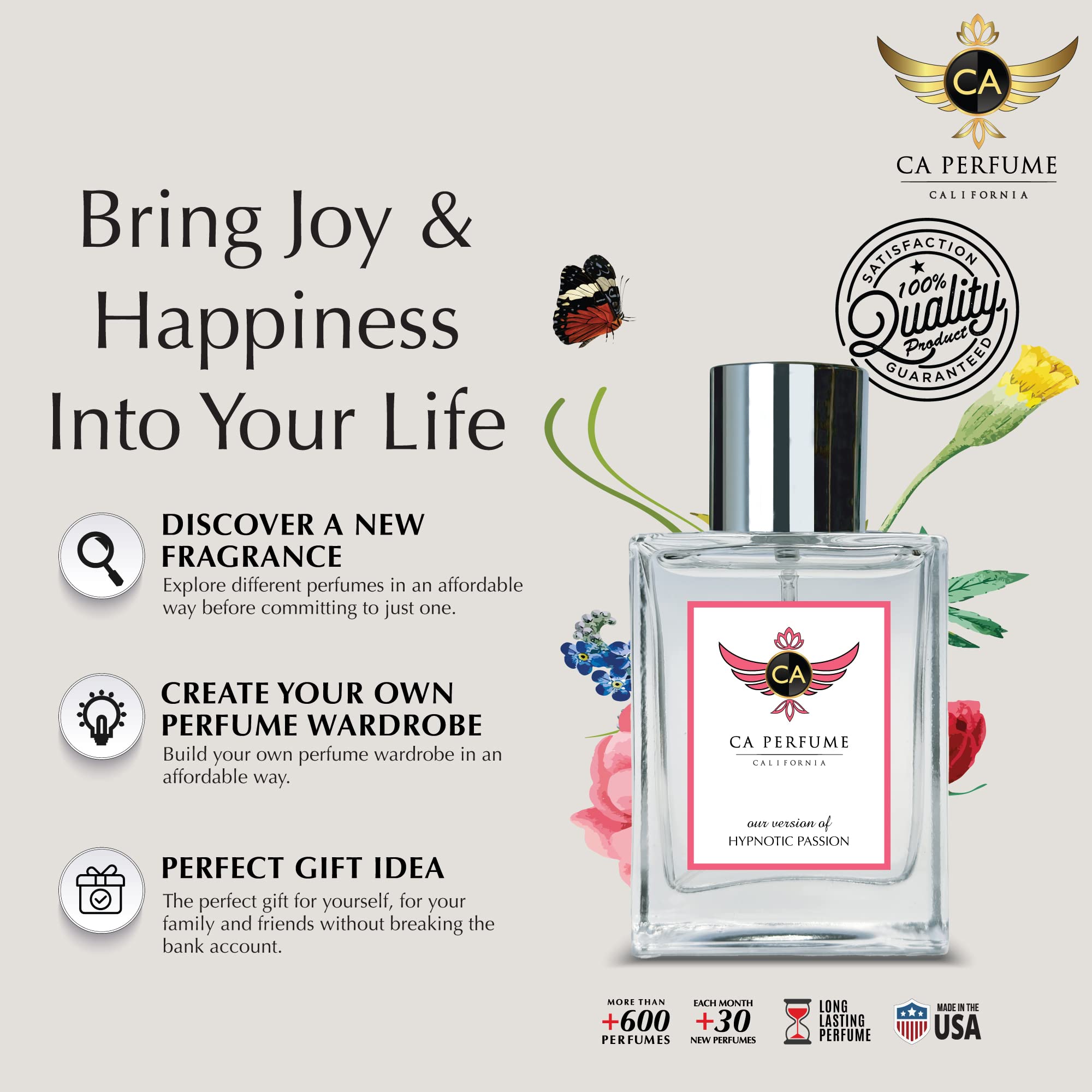 CA Perfume Impression of Amor Love Amor For Women Replica Fragrance Dupes Eau de Parfum Spray Bottle 1.7 Fl Oz/50ml-X1