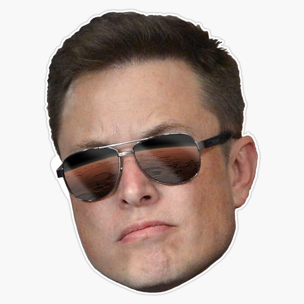 Elon Musk Mars Glasses Sticker Bumper Sticker Vinyl Decal 5"